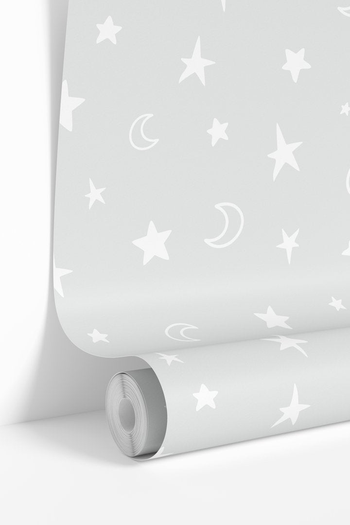 Light Gray Stars Wallpaper – Gentle Room